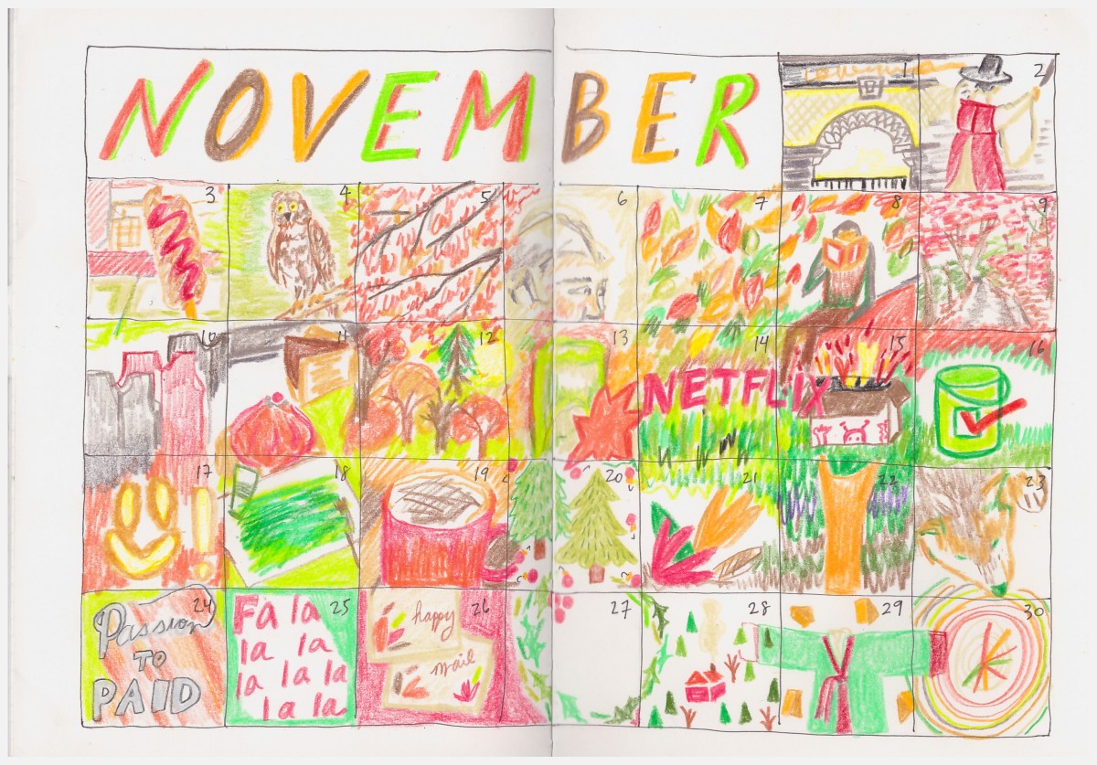 November Doodle Calendar – The Changing Seasons – A Wonderful Sheep