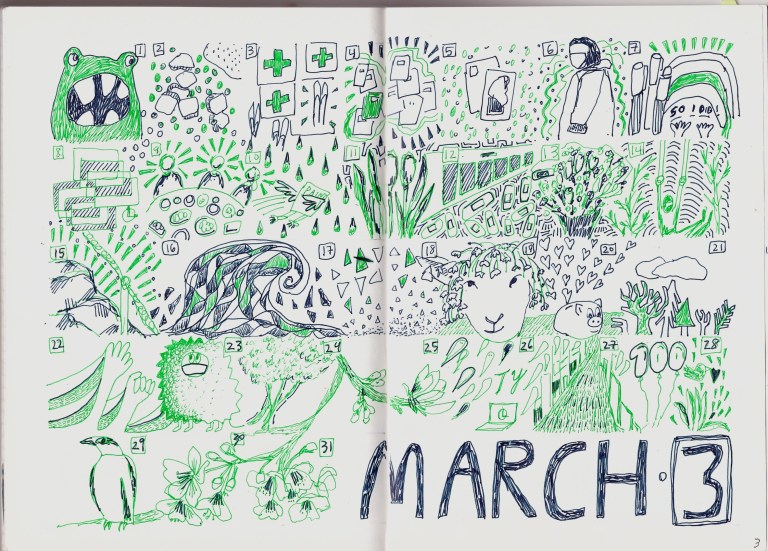 March 2020 Doodle Calendar – The Changing Seasons – A Wonderful Sheep
