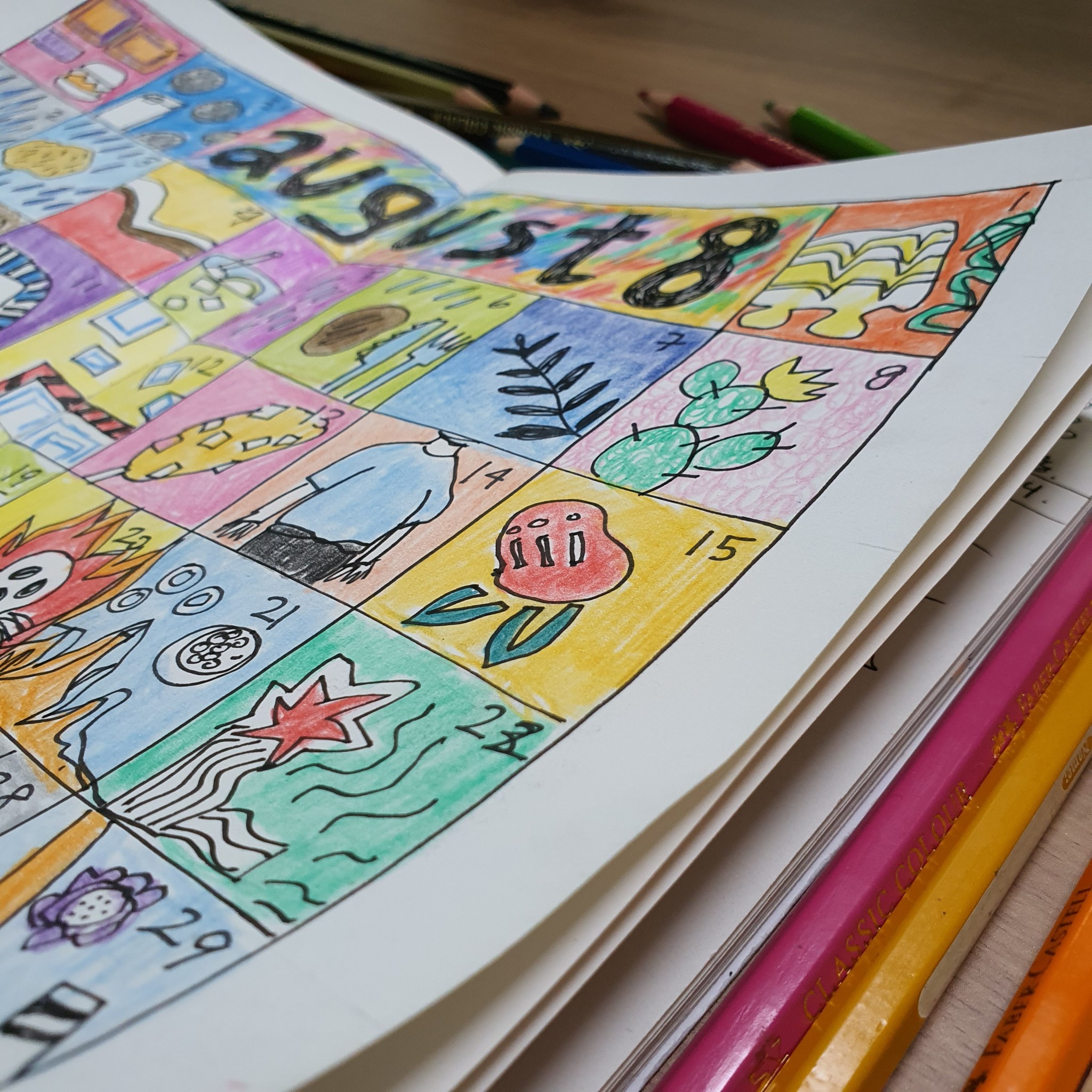 August 2020 Doodle Calendar – A wonderful sheep